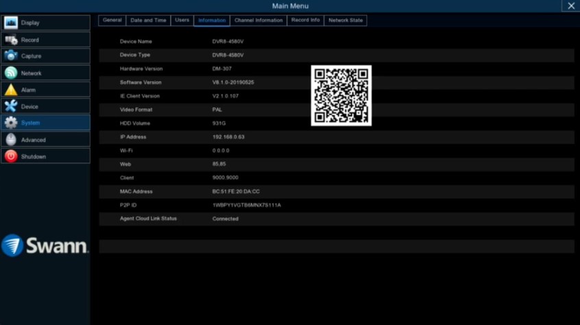 Where to get the QR Code for pairing in Swann Security app – Swann